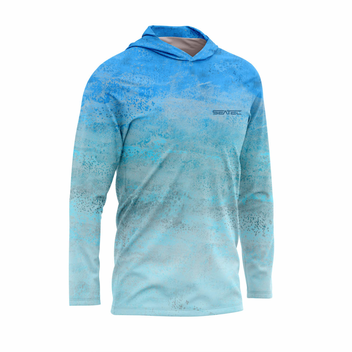 Seatec Outfitters Blue Mahi Hooded Sport Tec Performance Shirt, Long Sleeve